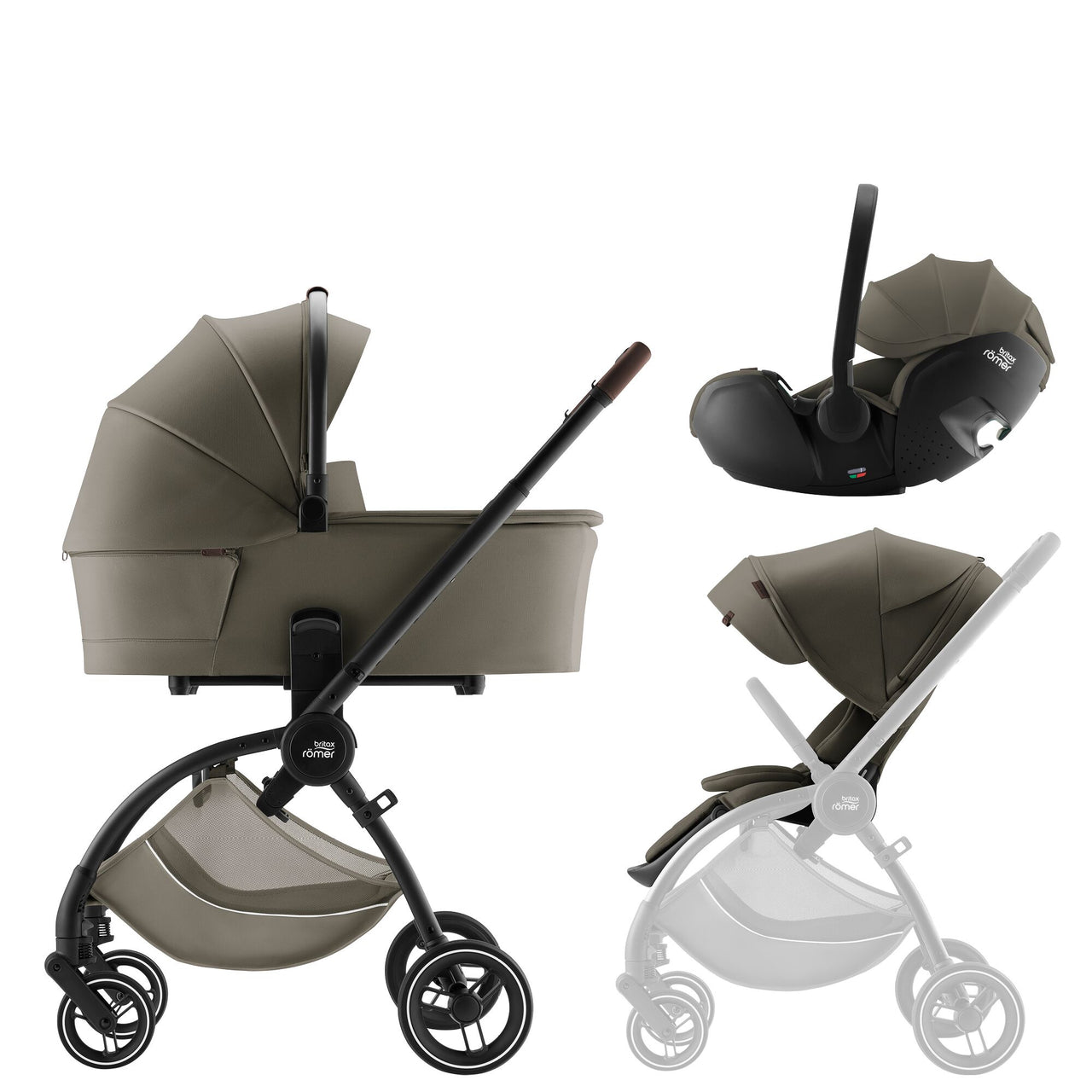 Britax Rio Lux Pushchair, Carrycot & Baby Safe Pro (Urban Olive ...